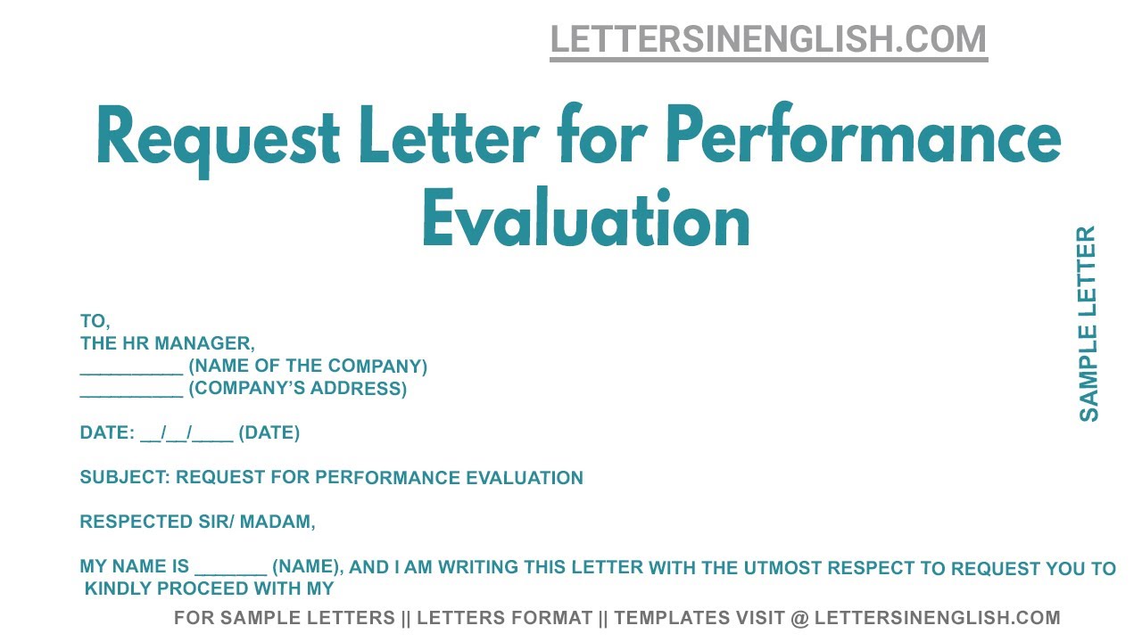 Request Letter For Performance Evaluation Letter Requesting For