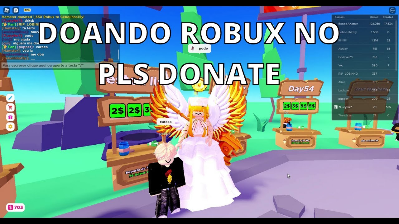 Doando Robux E No Pls Donate Youtube