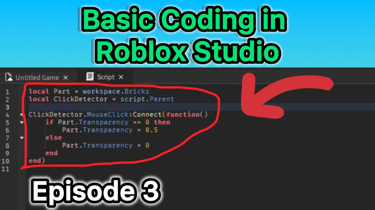 Basic Coding In Roblox Studio Studio Tutorials 3 Beginner Youtube