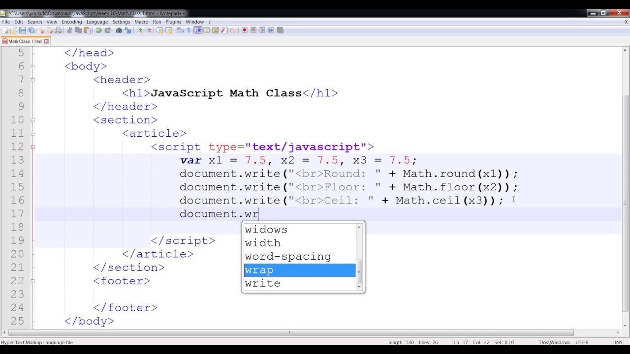 Javascript Math Class Youtube