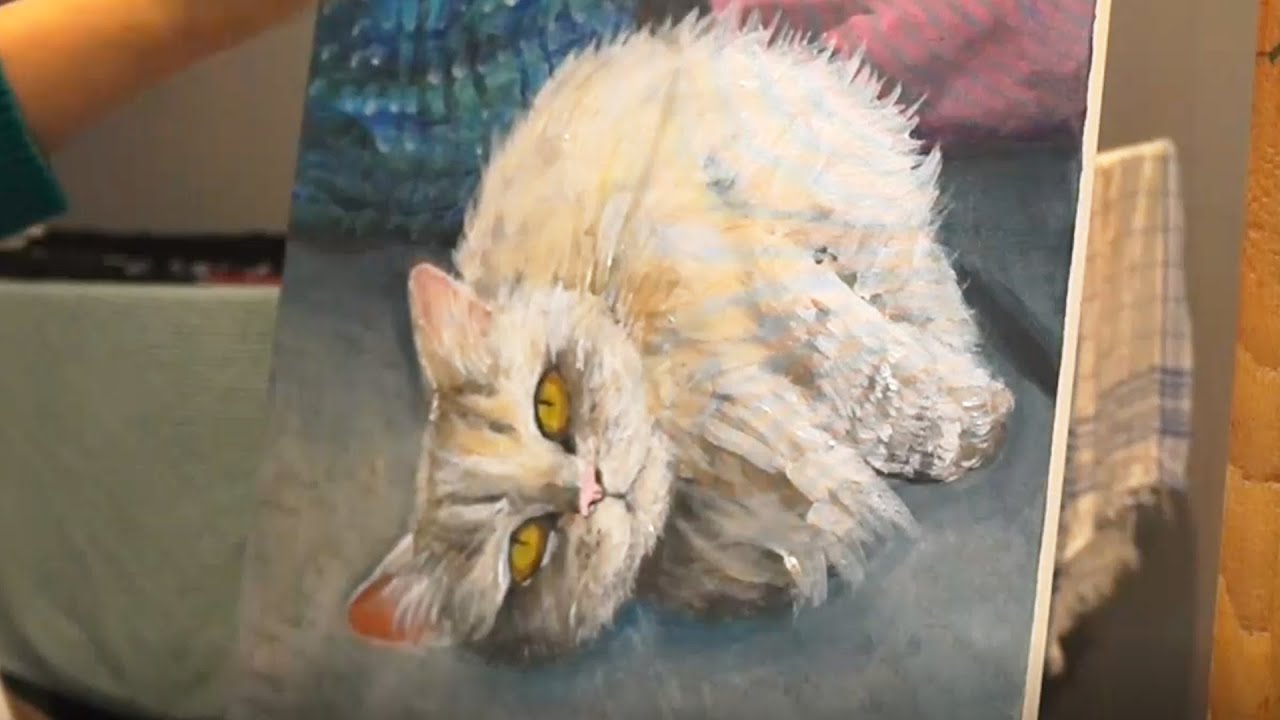 Playful Cat Full Speedpaint Artwork Prosess Video Nr 4 Acrylic