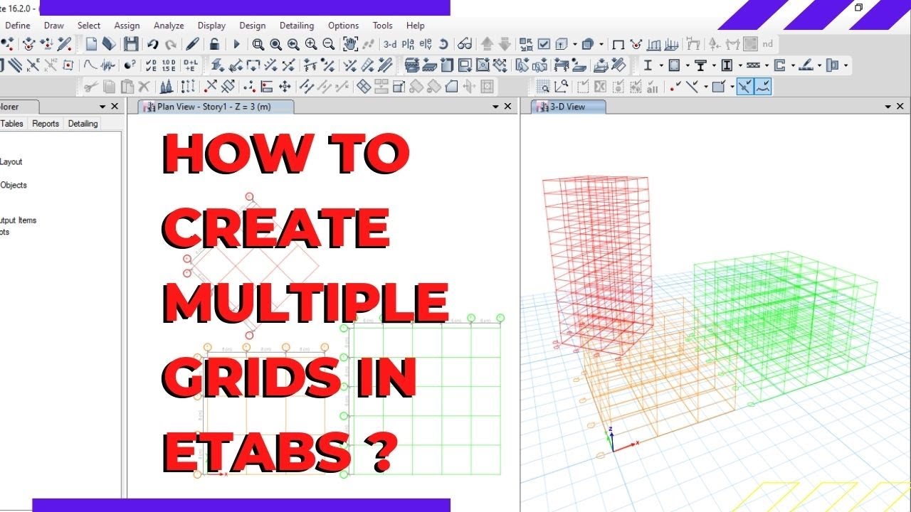 Etabs Tutorial How To Create Multiple Grids In Etabs Hindi Youtube