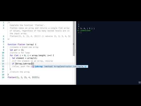 Flatten An Array With Recursion Javascript Youtube