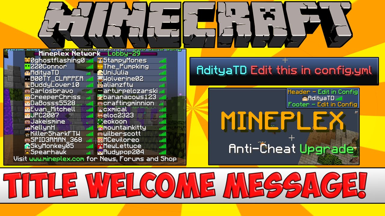 Minecraft Plugin Tutorial Title Welcome Message Youtube