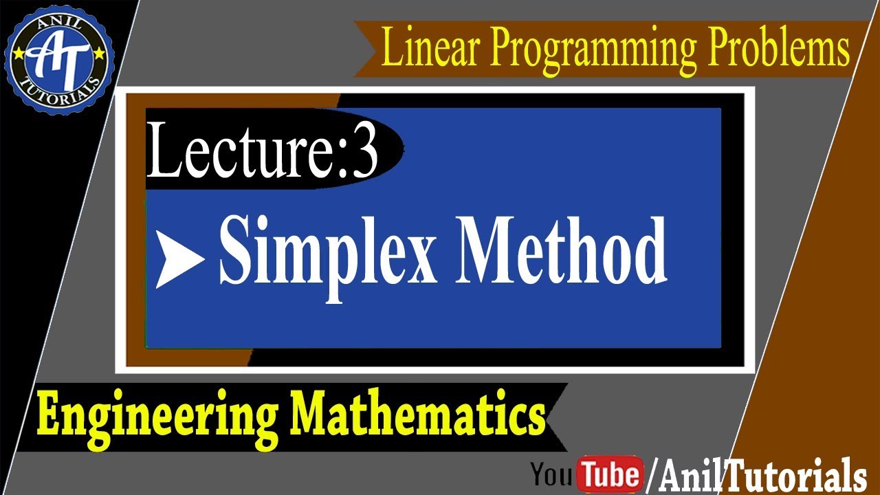 Simplex Method In Hindi Linear Programming Problems Lecture 3