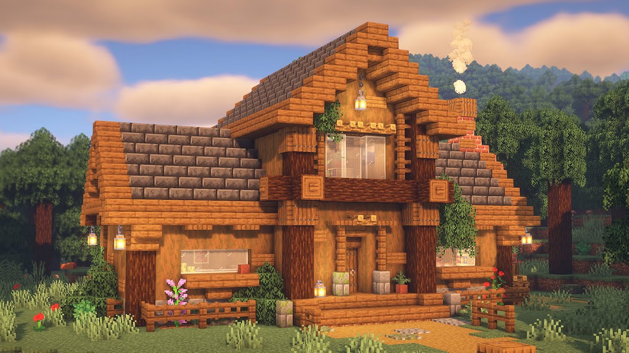 How To Build A Large Spruce House In Minecraft Spruce Mansion