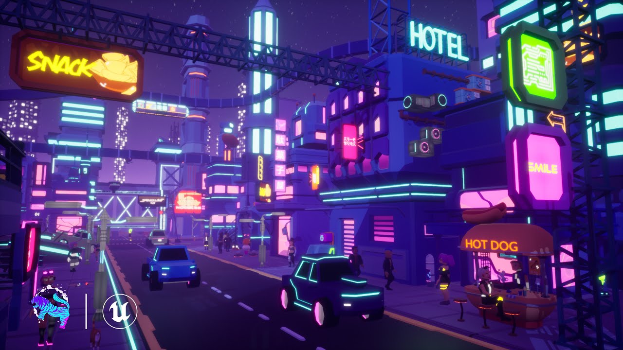 Stylized Lowpoly Cyberpunk City Environment Available For Unity