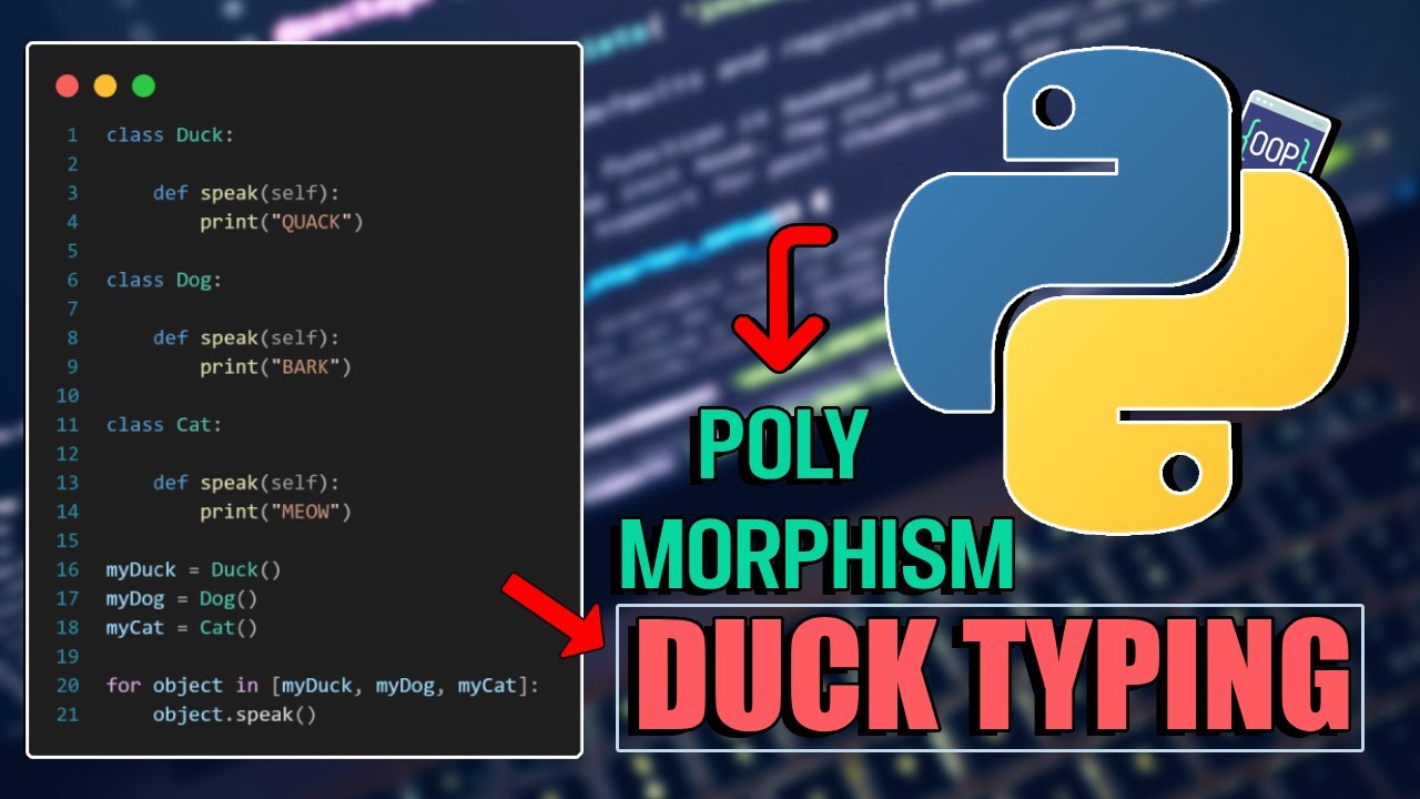 Duck Typing In Python Python Oop Polymorphism Youtube