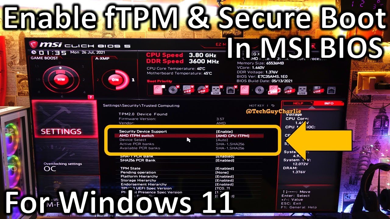 Enable Secure Boot Tpm For Windows 11 Bios How To Guide Techspin