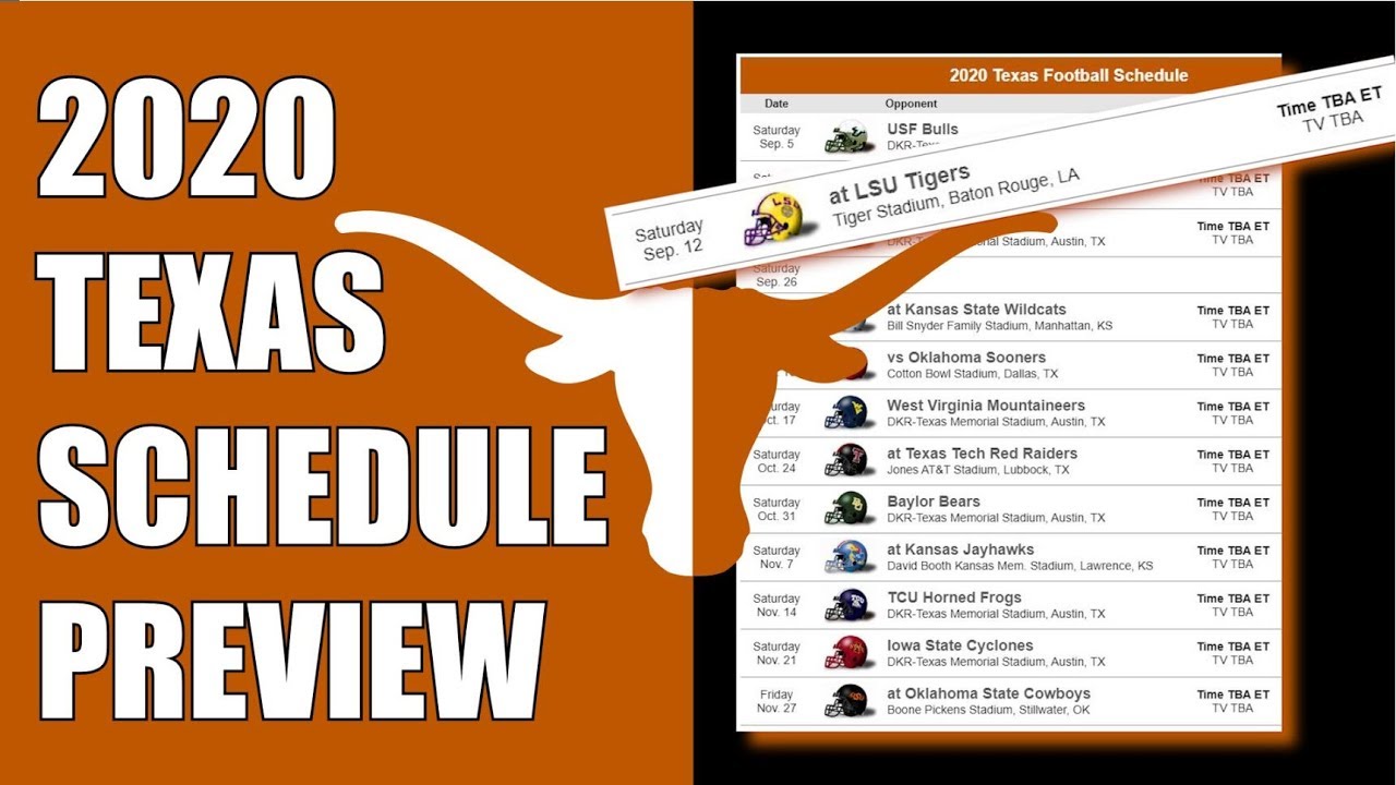 Texas Longhorns Printable Football Schedule