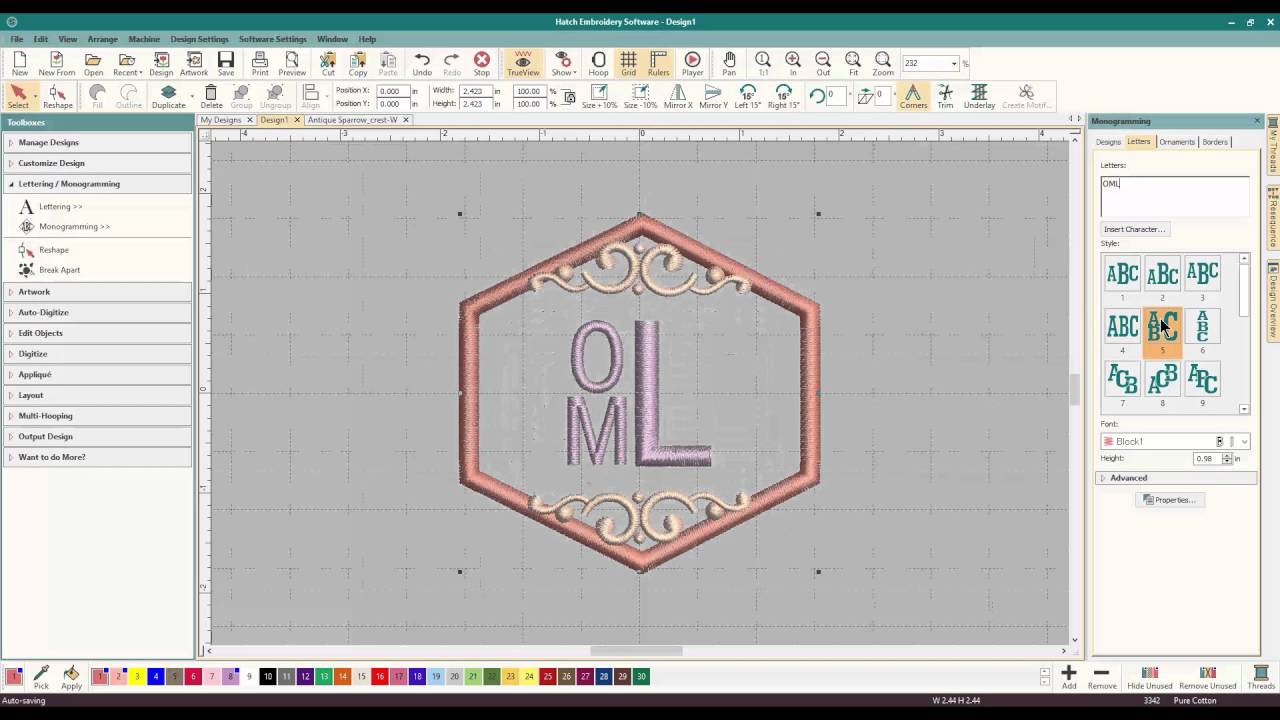 Wilcom Hatch Monograms Are Fun And Easy Youtube