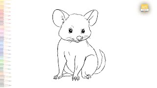 Little Possum Drawing Easy Art Tutorial How To Draw A Possum Step By ...