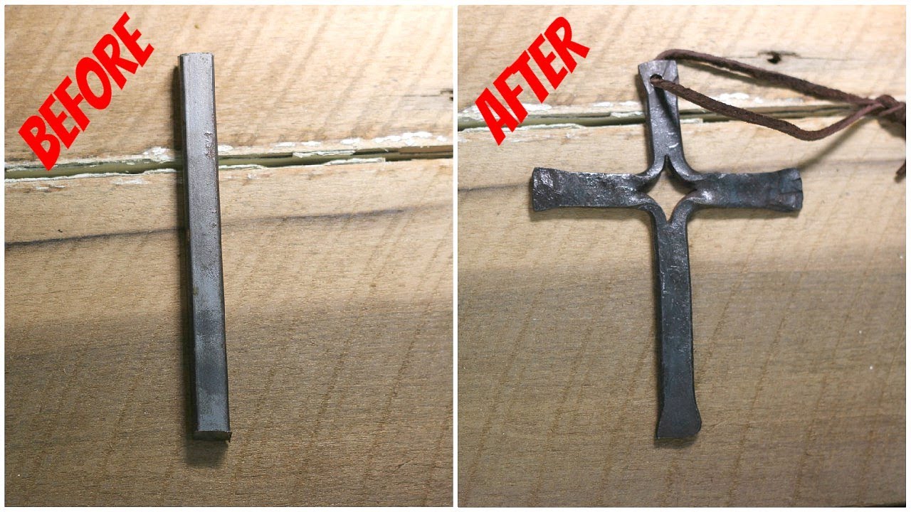 How To Make A Forged Split Cross Beginner Blacksmithing Youtube