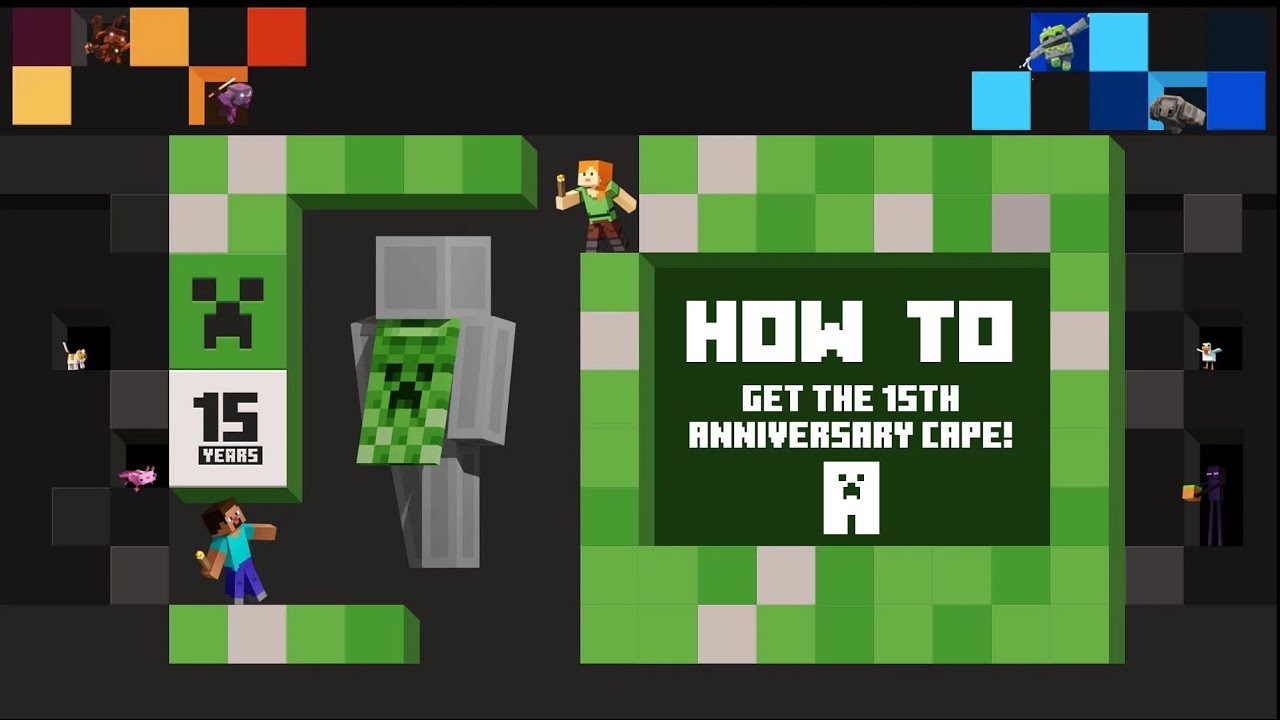 How To Get The 15th Anniversary Cape In Minecraft Creeper Cape Youtube