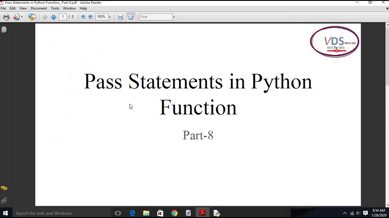 Pass Statements In Python Function Part 8 Youtube