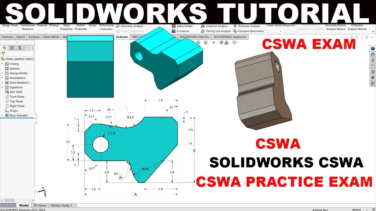 Solidworks Tutorial Cswa Practice Sample Exam Part1 Youtube