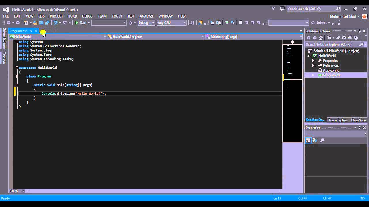 C Helloworld Program Youtube
