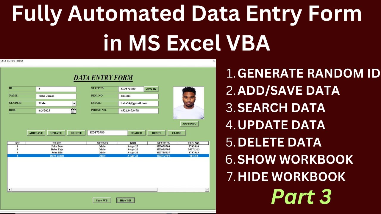 Fully Automated Data Entry Form In Ms Excel Vba English Youtube