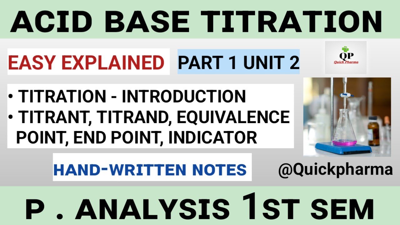 Acid Base Titration Titration Introduction Unit 2 Ch 1 Part 2 P