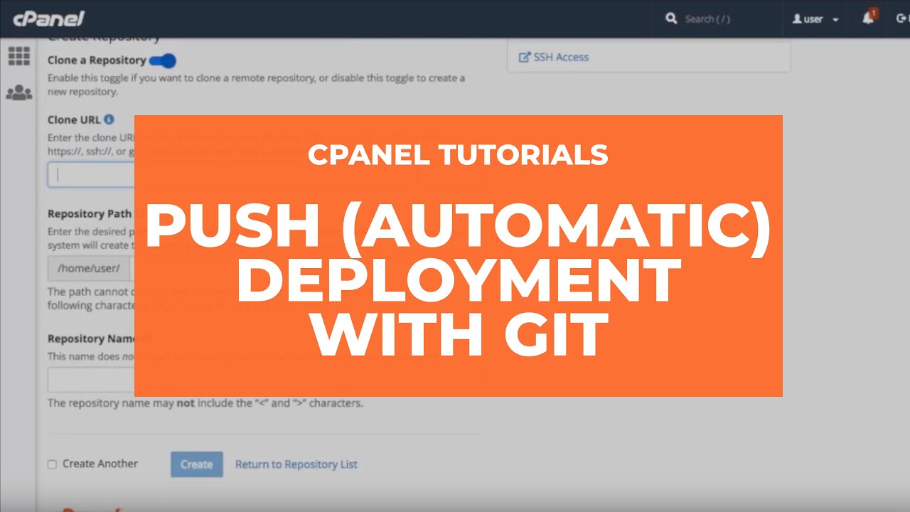 Cpanel Tutorials How To Use Push Automatic Deployment With Git