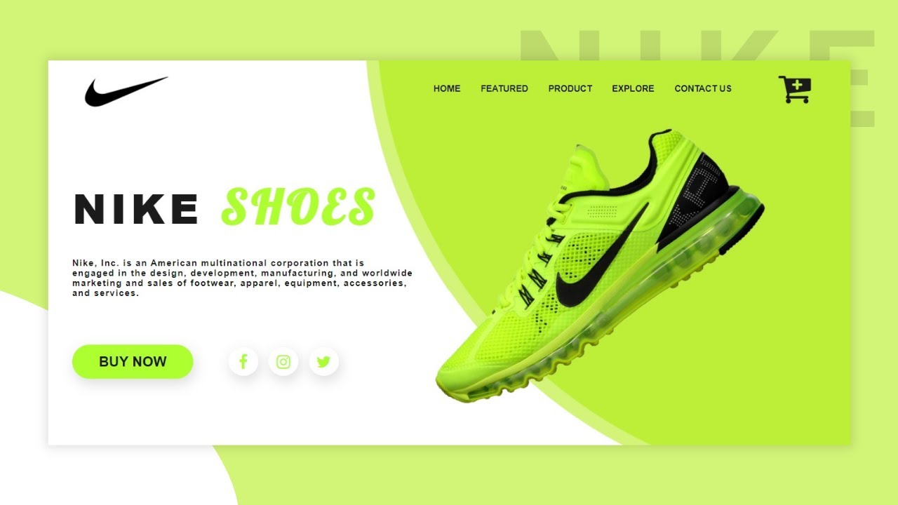 Beautiful Nike Shoe Landing Page Using Only Html Css Youtube