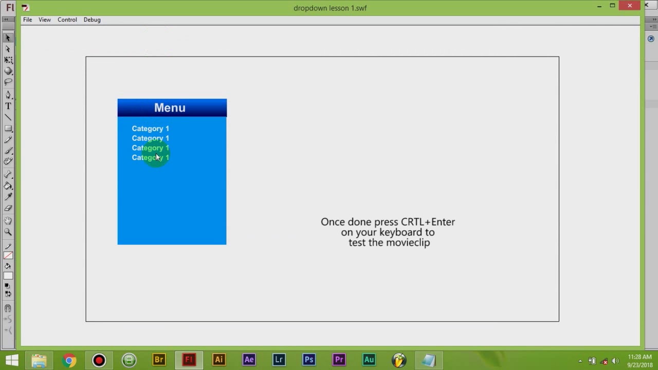 Adobe Flash Drop Down Menu And Action Script Tutorial Youtube