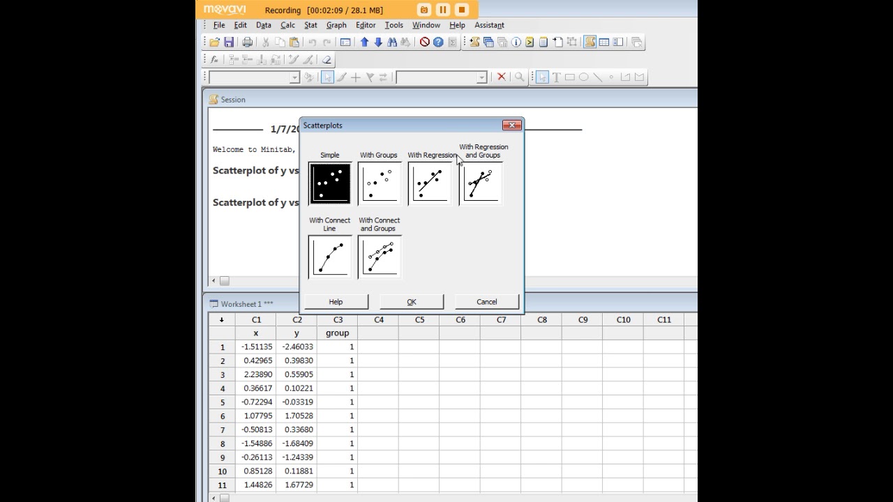 Minitab Scatterplot Youtube