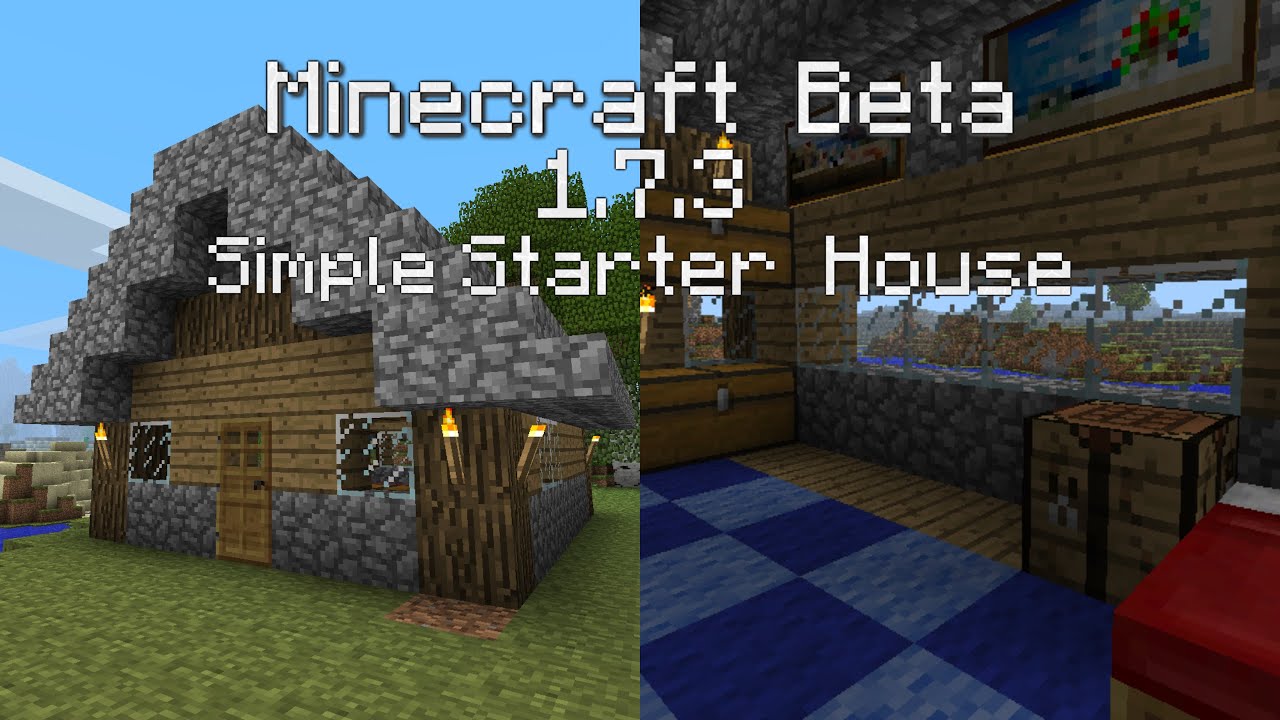 Easy To Build Starter House In Minecraft Beta 1 7 3 Youtube