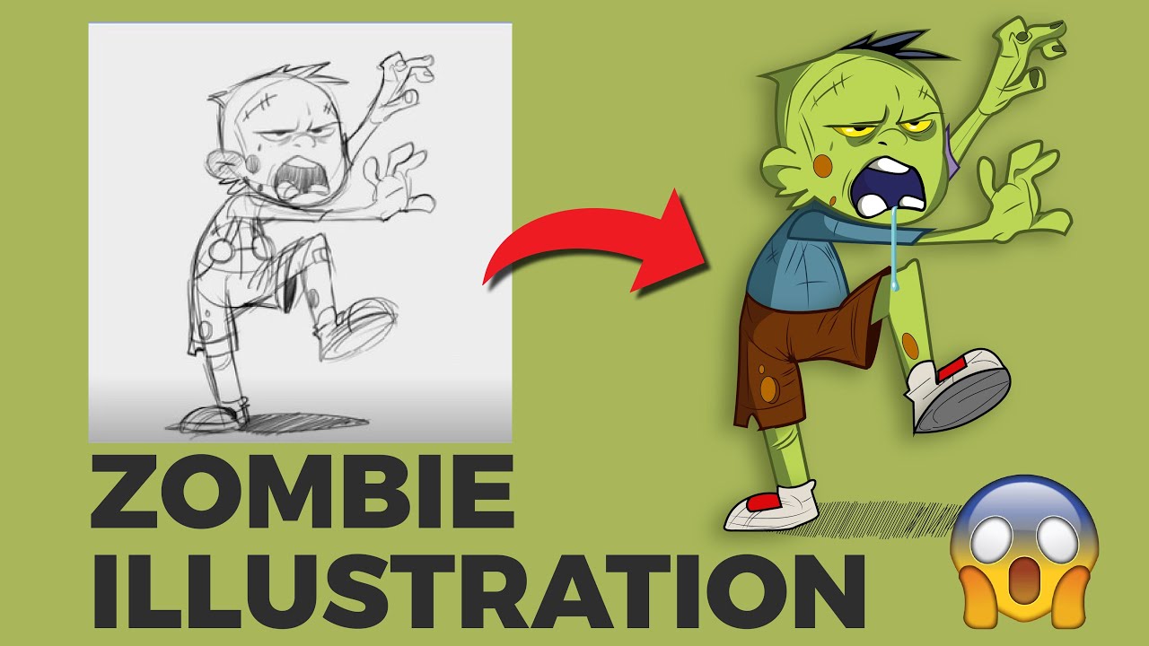 How To Draw Halloween Zombie Speed Drawing Adobe Illustrator Tutorial