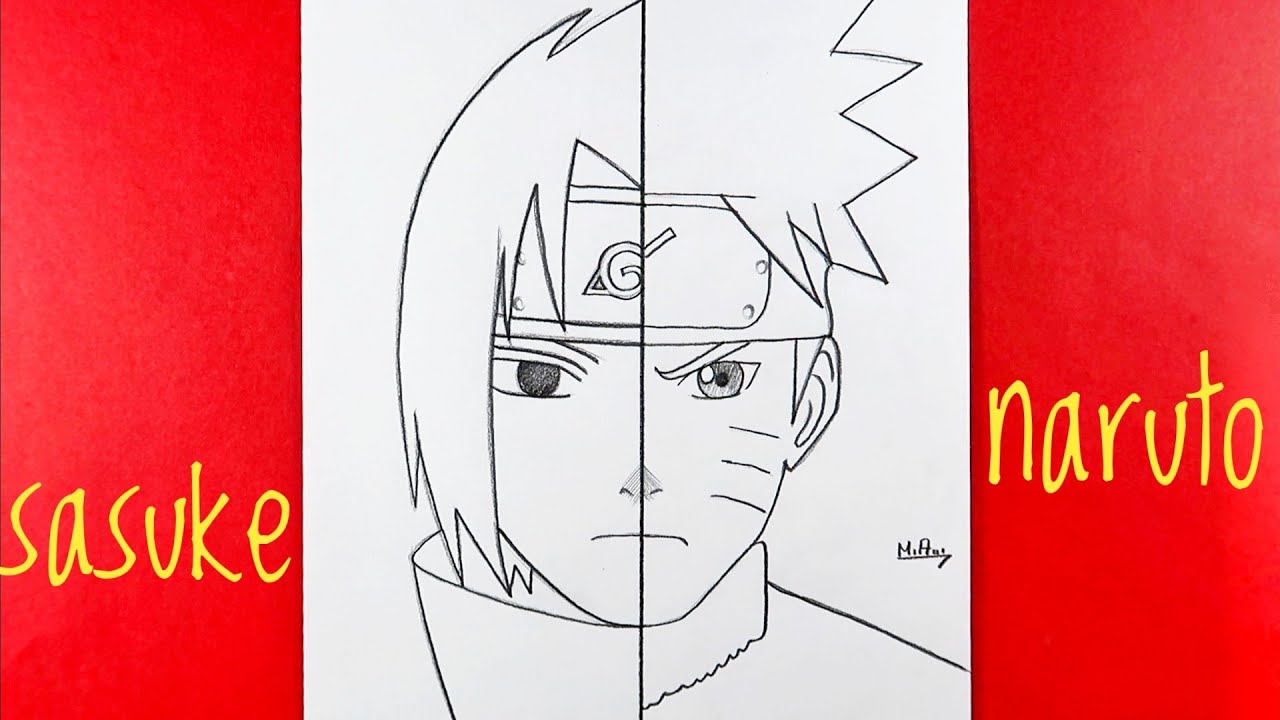 How To Draw Naruto And Sasuke Half Face