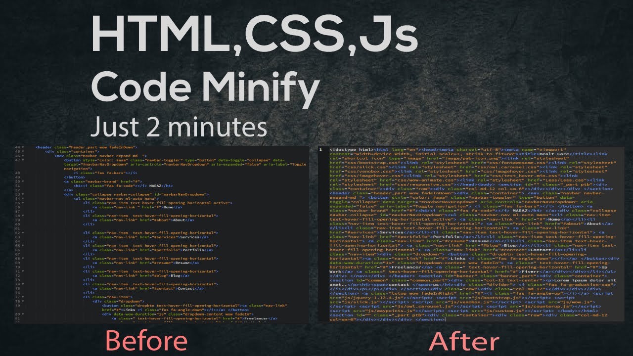 Html Css Js Code Minify 2020 Youtube