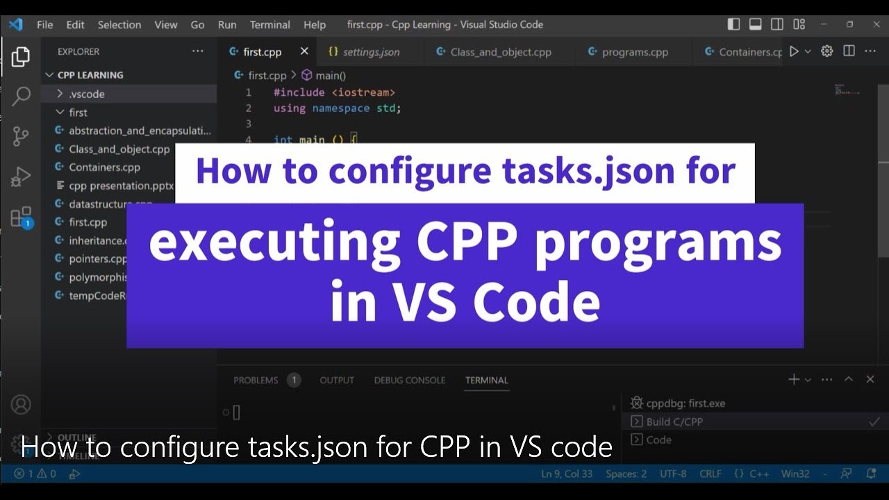 How To Configure Tasks For Executing C Cpp In Vs Code Vscode