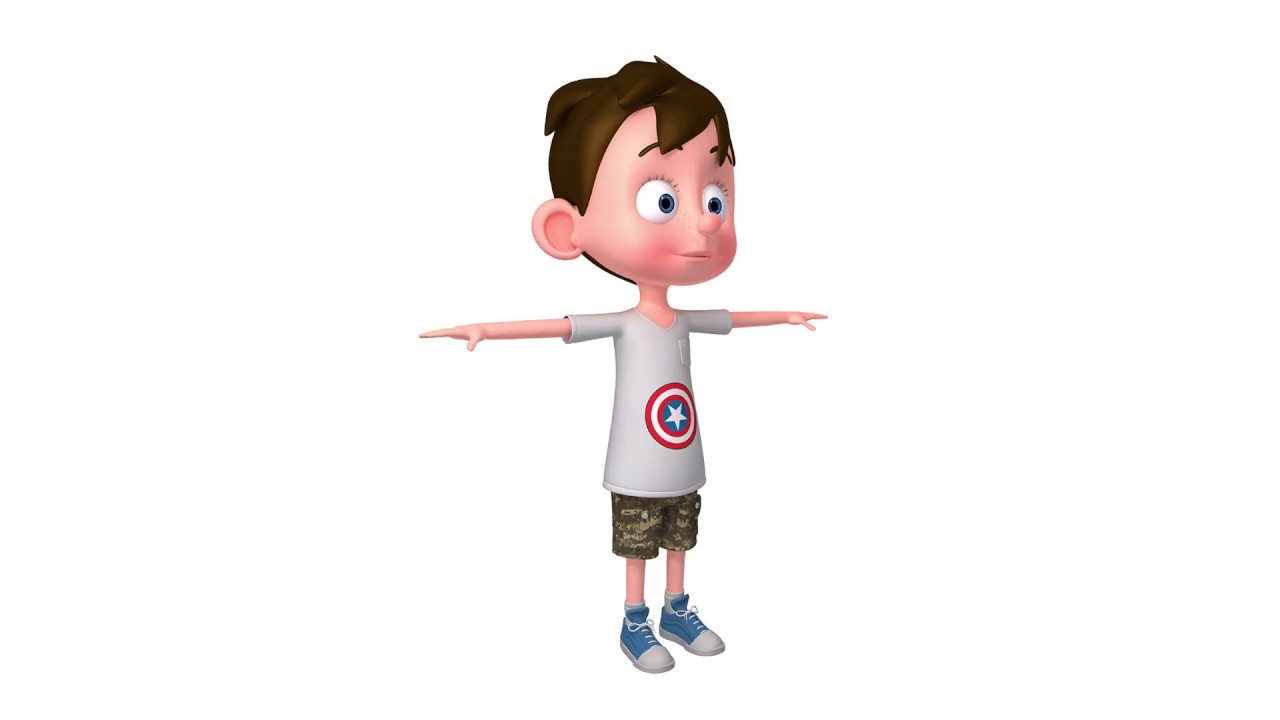 3d Cartoon Boy Rigged Model Turntable Youtube