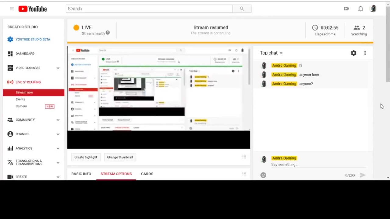First Stream Youtube