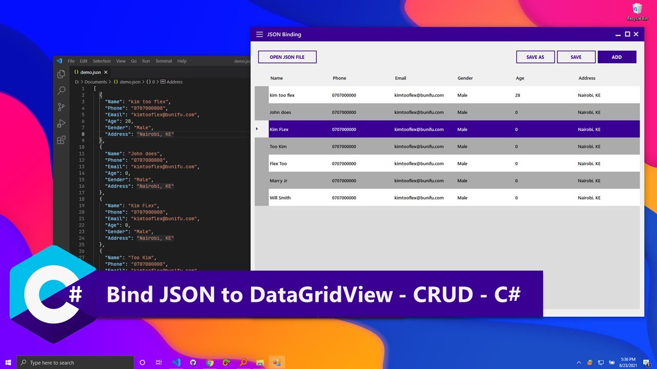 Binding Json File To Datagridview Insert Update Delete Crud C