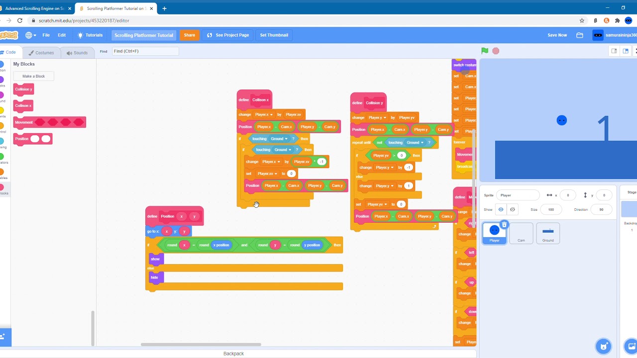 Scratch Scrolling Platformer Tutorial Coding It Youtube