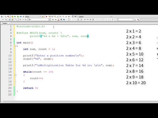 Program For Multiplication Table In C Infoupdate Org