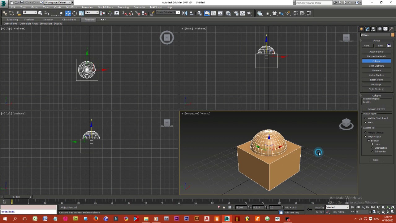3ds Max Union Intersection And Subtraction Tutorial Youtube