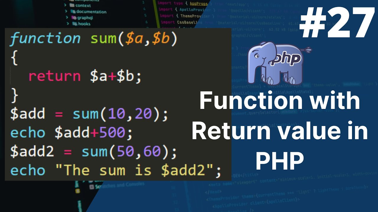 Function With Return Value In Php Php Tutorial For Beginners Full