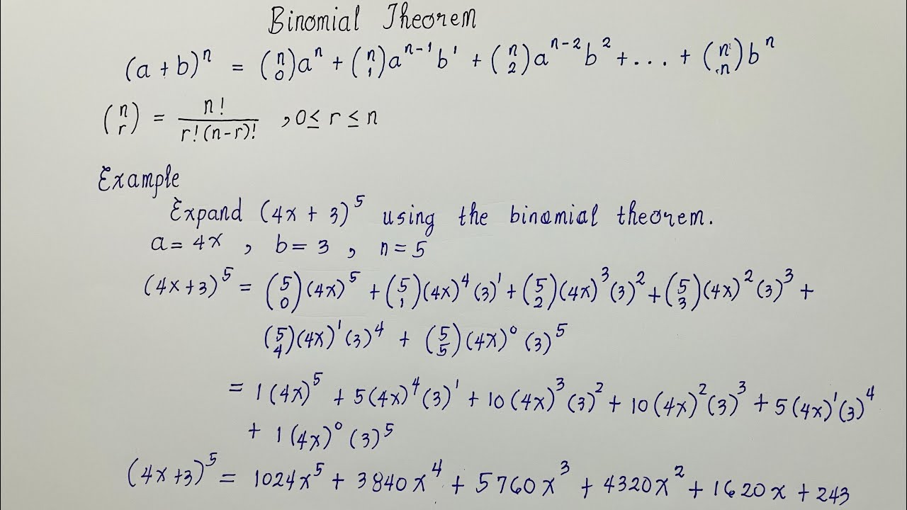 Precalculus Binomial Theorem Binomial Expansion Part 1 Grade 11