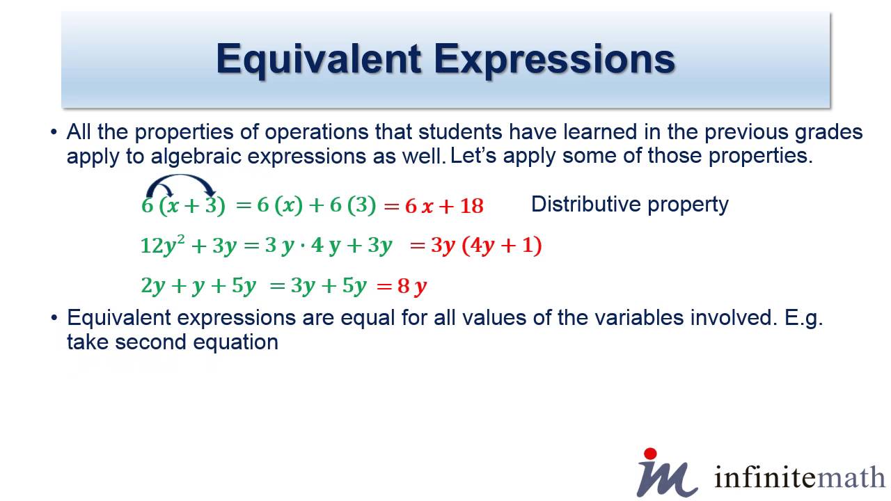 Equivalent Expressions Infinite Math Youtube