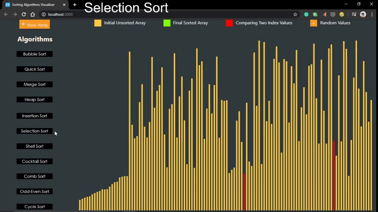 Selection Sort Algorithm Visualization Selection Sort Youtube