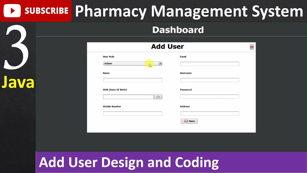 3 Pharmacy Management System In Java Add User Page Jframe Mysql