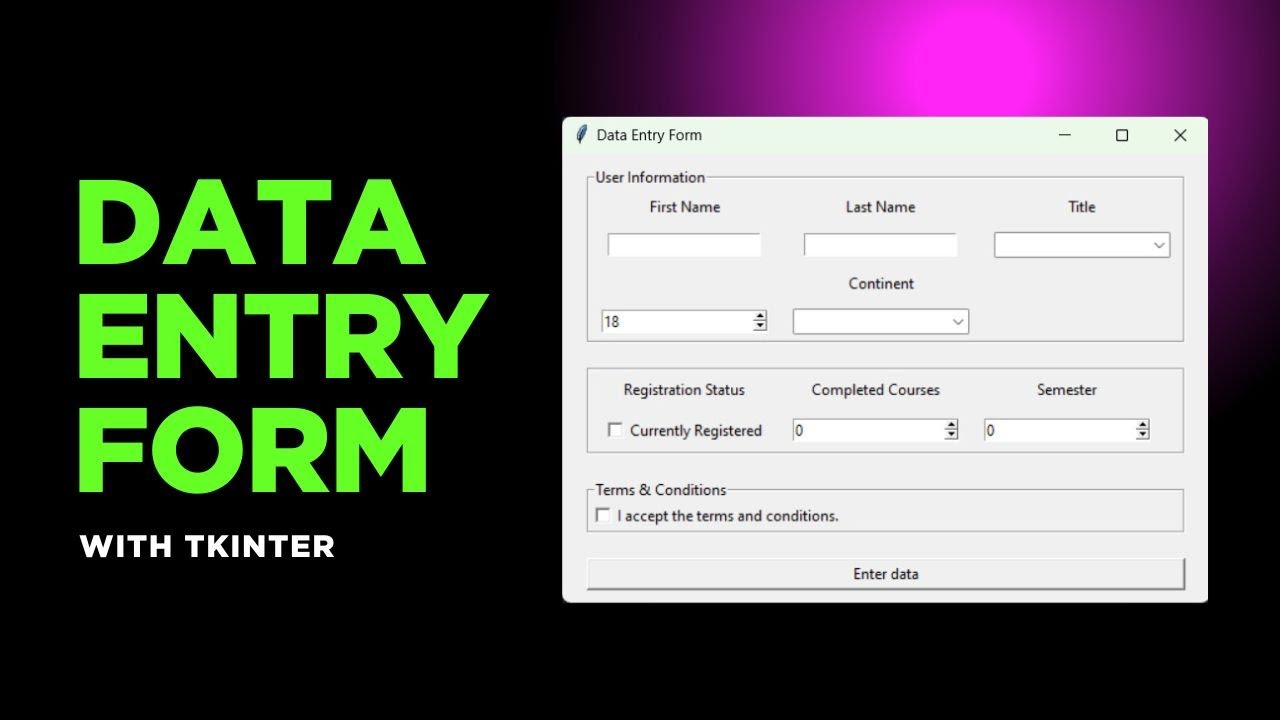 Python Gui Project Data Entry Form With Tkinter 49 Mins Real Time