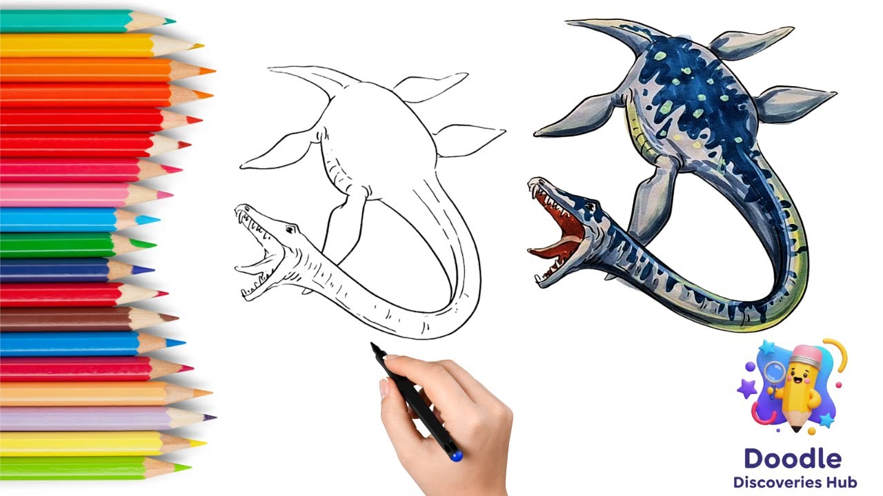 How To Draw A Plesiosaurus And Color It Step By Step Prehistoric Art