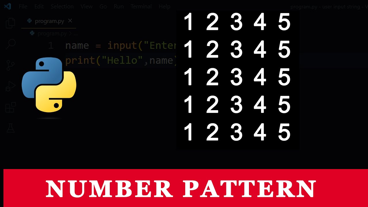 Python Program To Print Number Pattern In Square Shape 02 Youtube