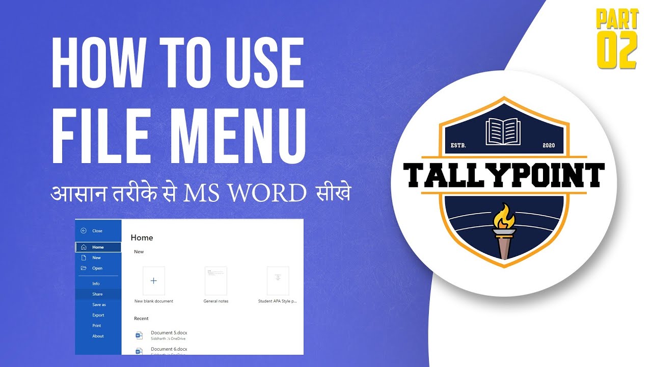 Complete Microsoft Word Tutorial File Menu Tab In Ms Word Hindi Youtube