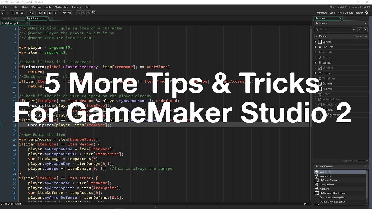 5 More Tips Tricks For Gamemaker Studio 2 Youtube