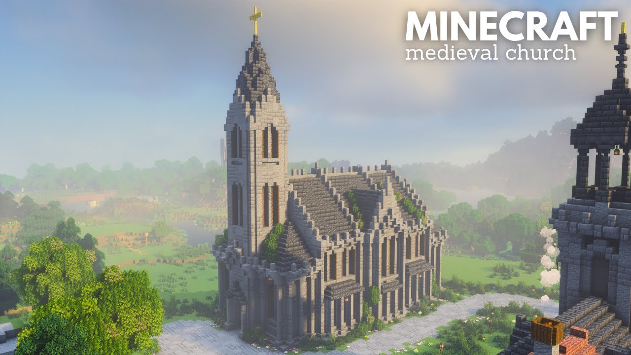 Minecraft How To Build A Medieval Church Minecraft Tutorial Youtube