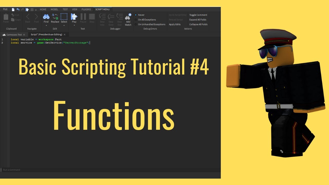 Roblox Studio Basic Scripting Tutorials Functions Youtube